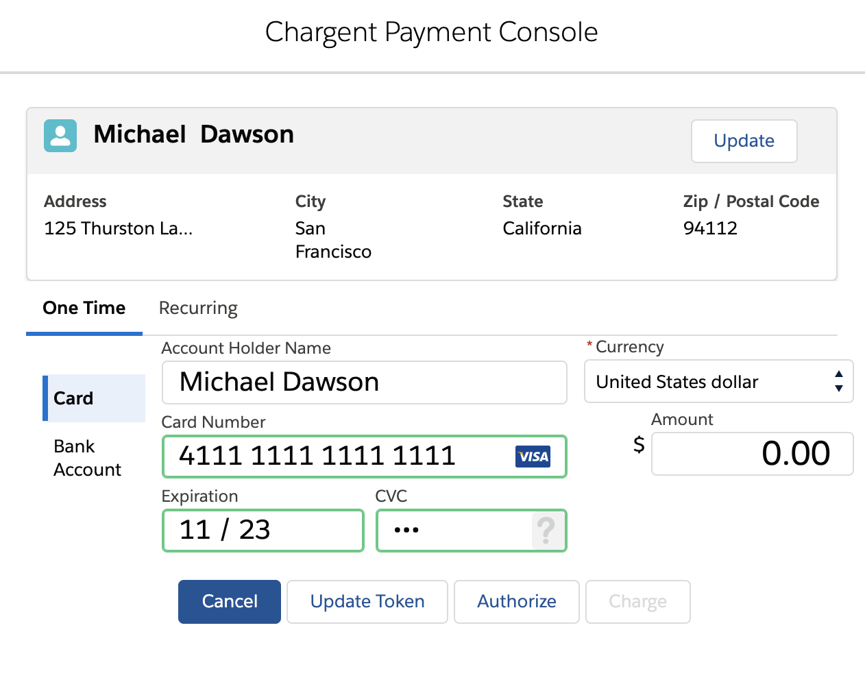 How do I register a token before processing a charge?