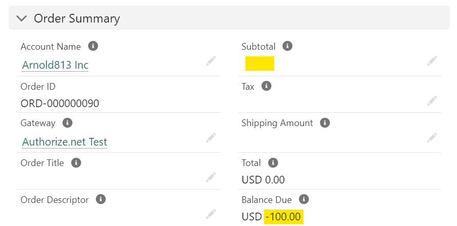 Why does the balance due show a negative amount?