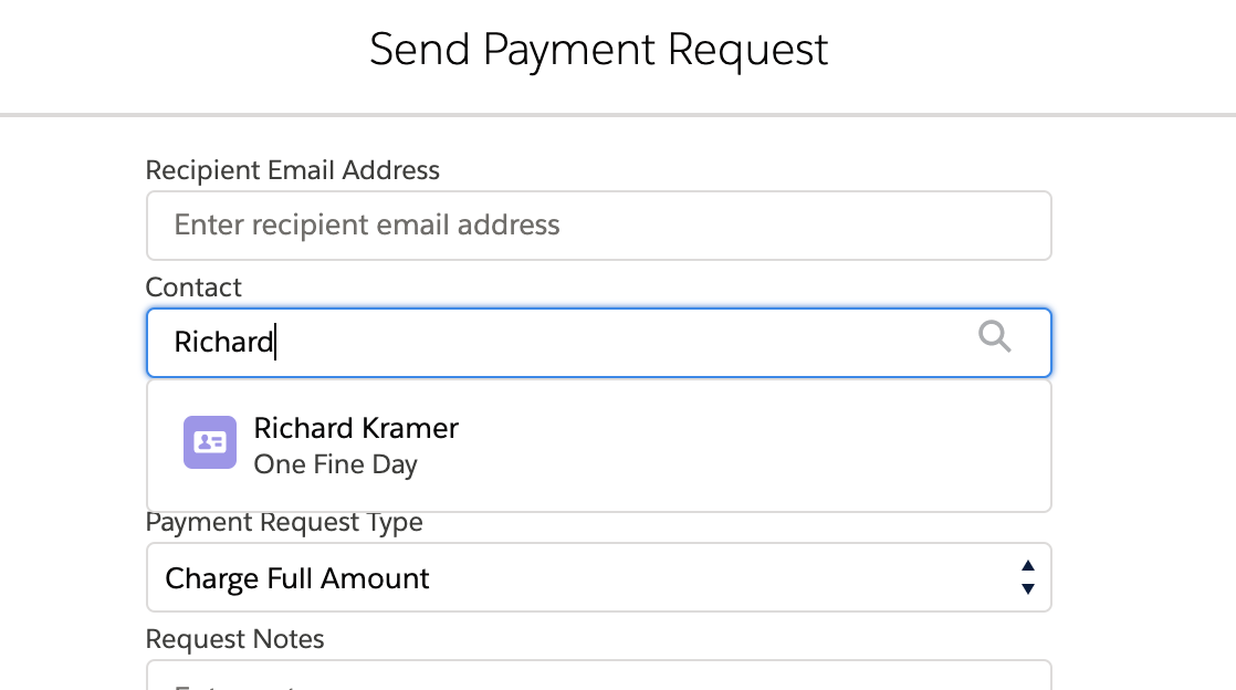 Contact record doesn't populate when sending a Payment Request Contact record doesn't populate when sending a Payment Request