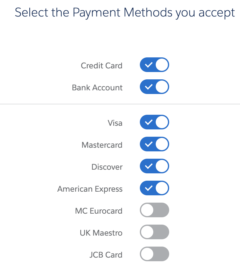 How to add and remove Credit Card Types