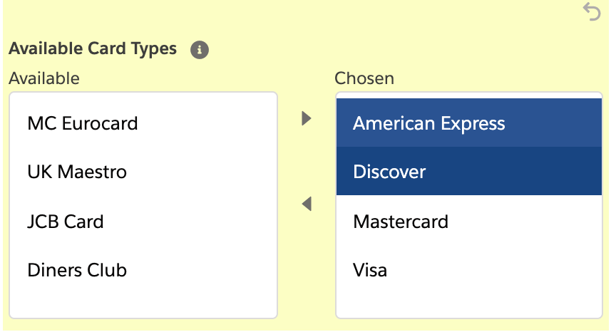 How to add and remove Credit Card Types