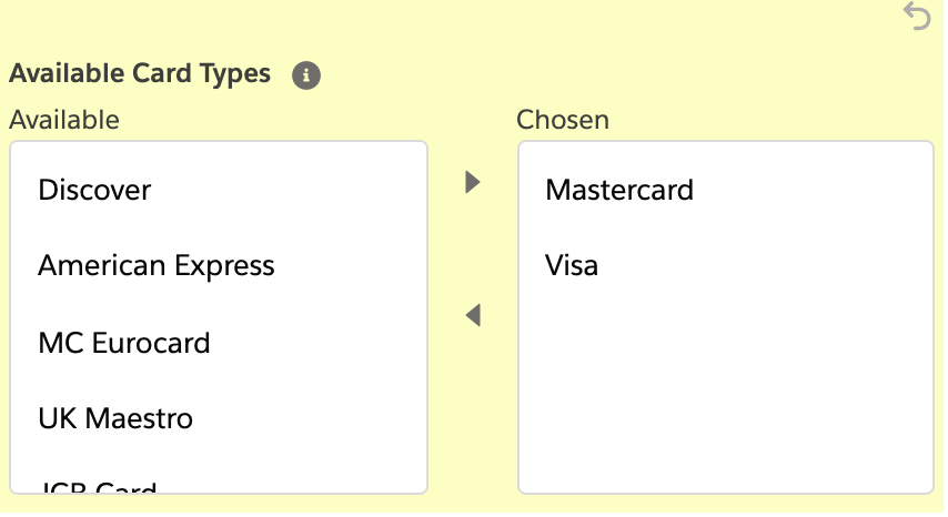 How to add and remove Credit Card Types