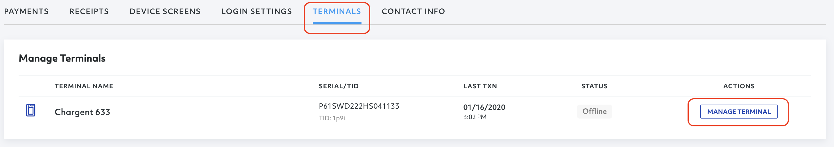 Chargent Terminal: Assign Default Terminal